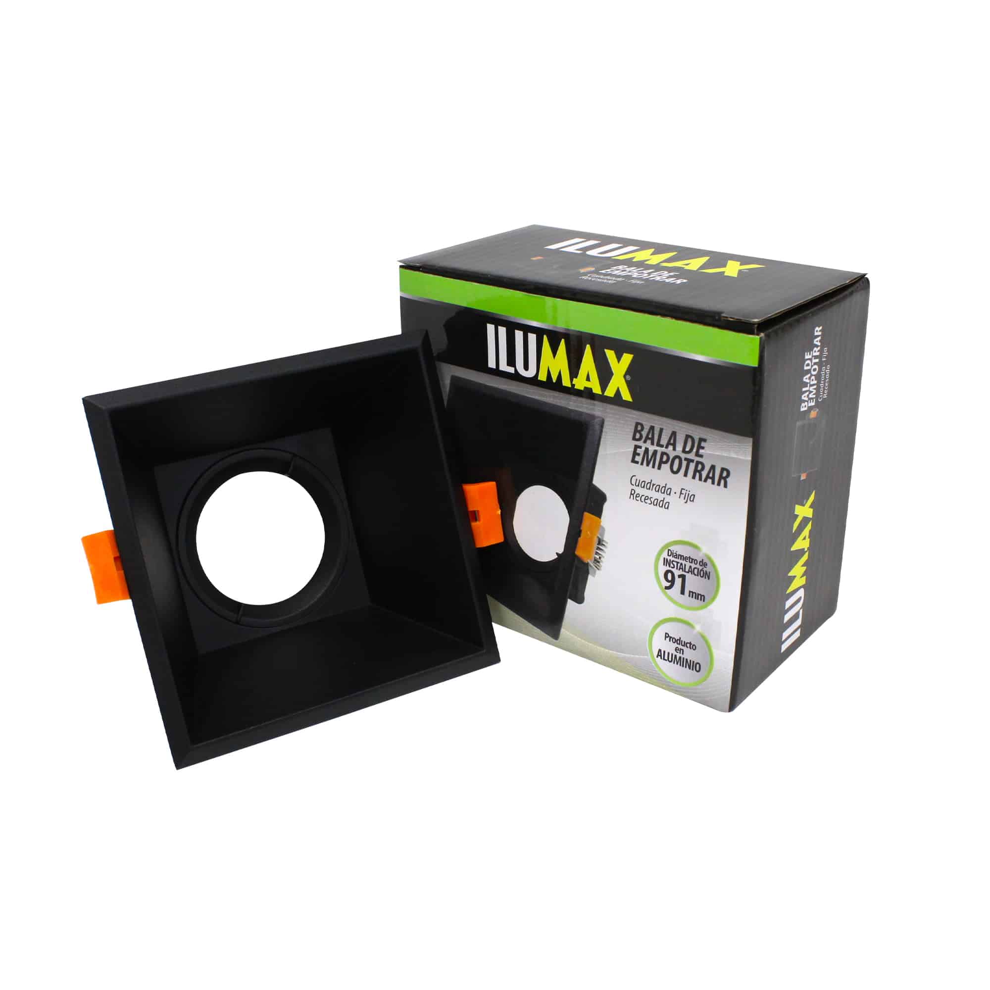 Bala Empotrar Cuadrada Recesada Negra - ILUMAX