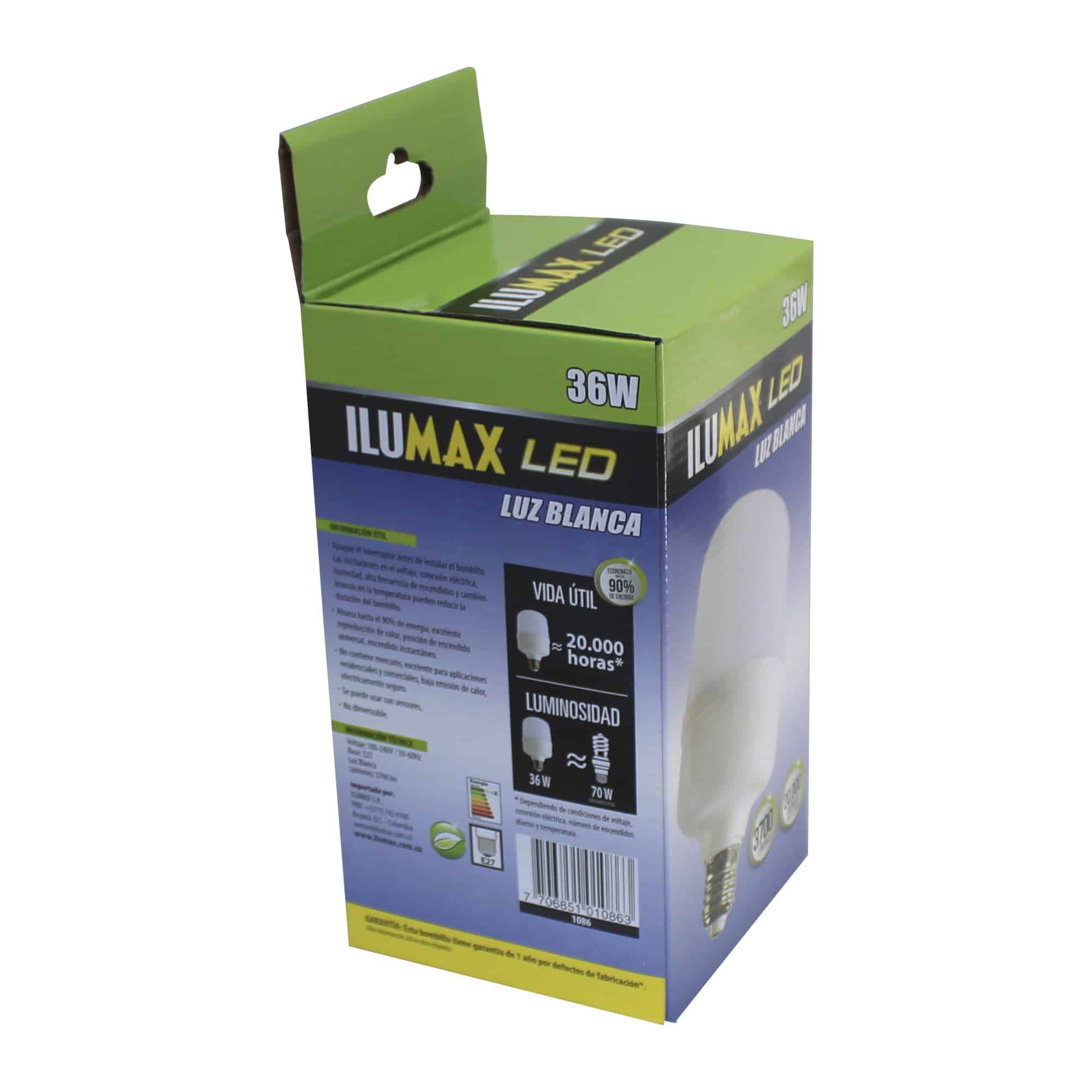 Bombillo LED 36W Alta Potencia Luz Blanca E27 - ILUMAX