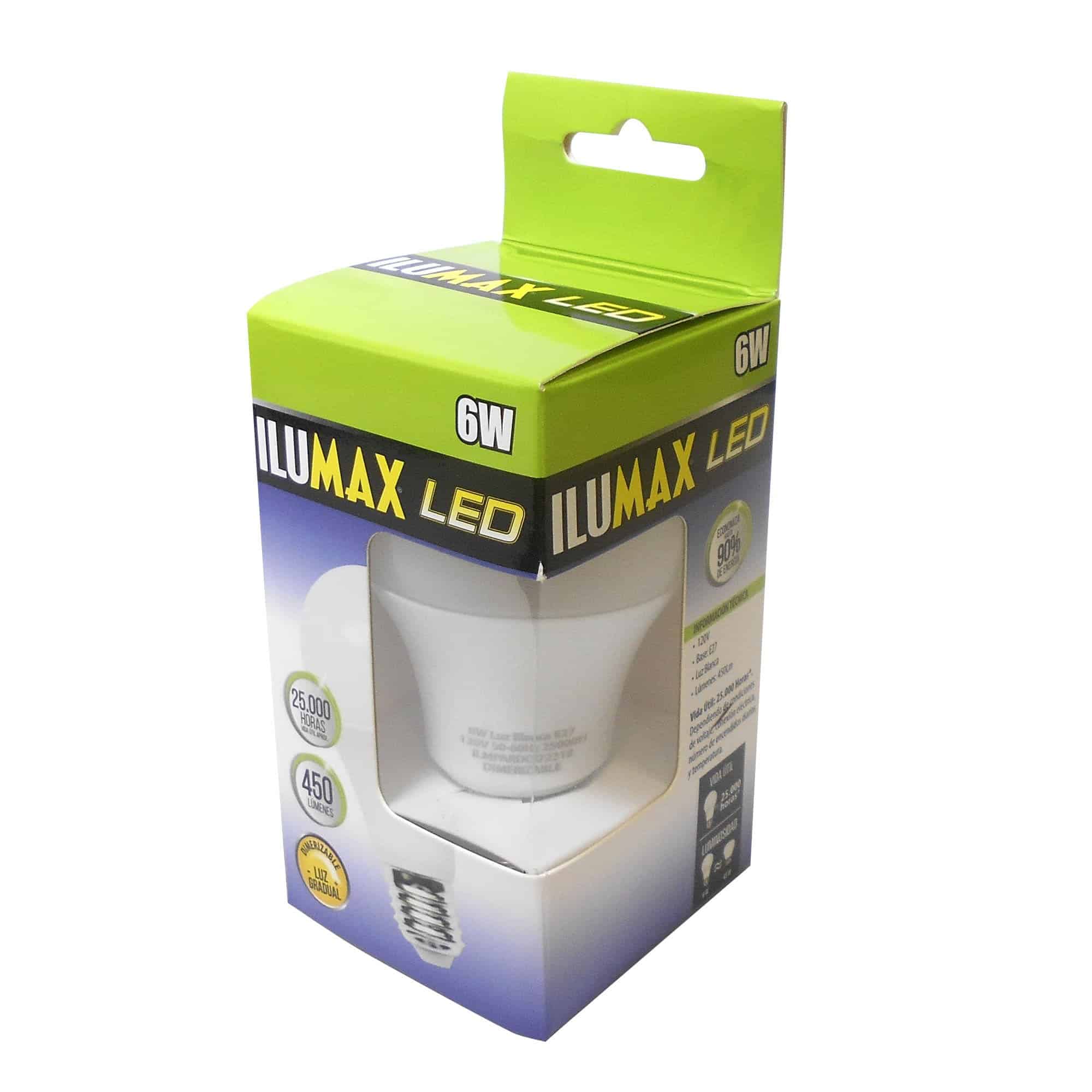 Bombillo LED Dimerizable Luz Blanca 6W E27 - ILUMAX
