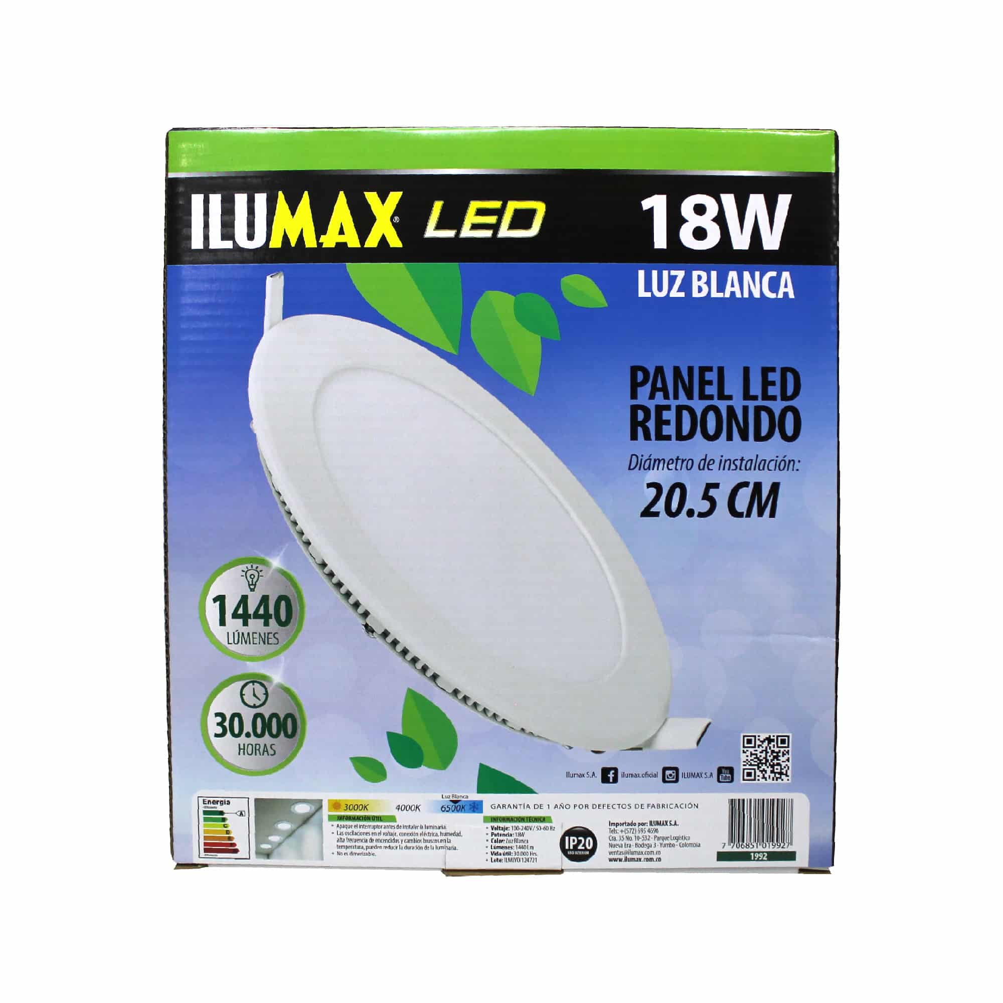 Panel LED 18W Redondo Luz Blanca - ILUMAX