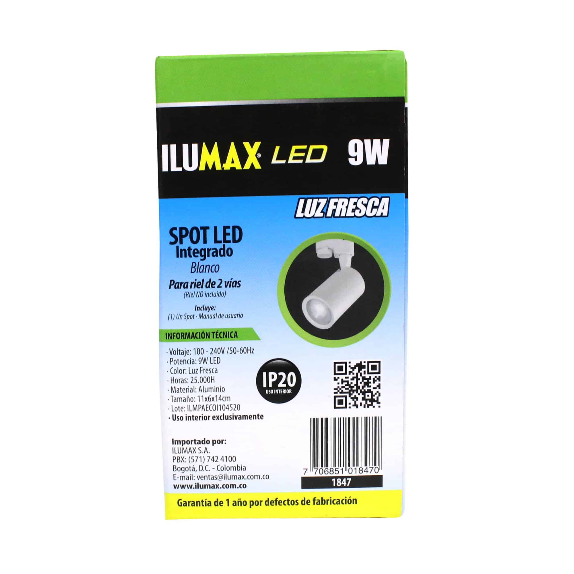 Spot LED 9W Integrado Blanco Luz Fresca - ILUMAX