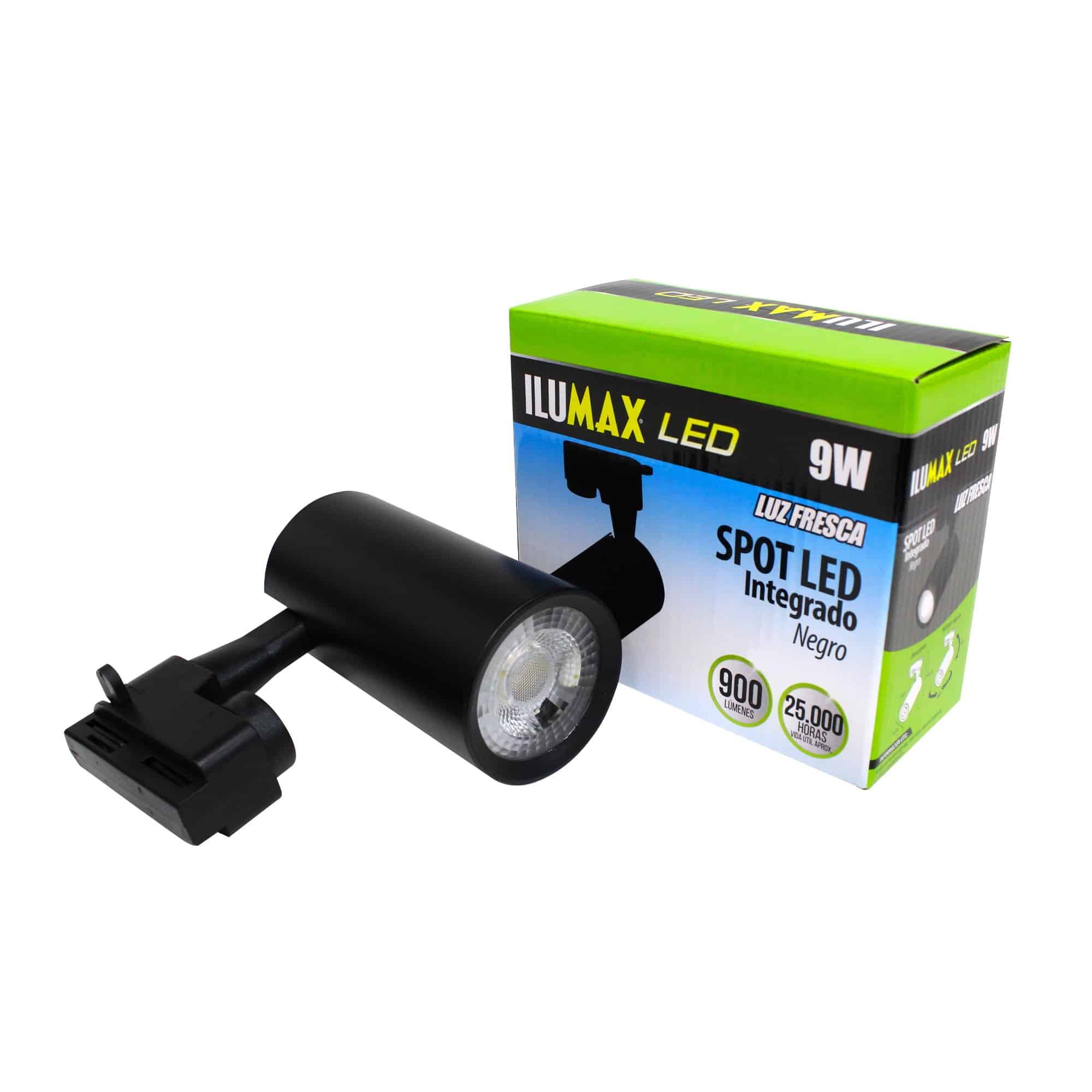 Spot LED 9W Integrado Negro Luz Fresca - ILUMAX