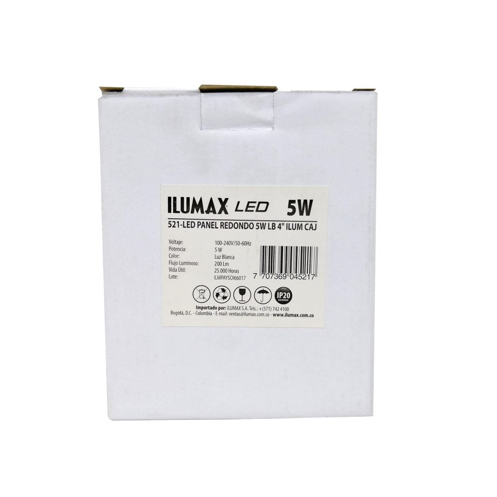 Panel LED 5W Redondo Luz Blanca 4" - ILUMAX