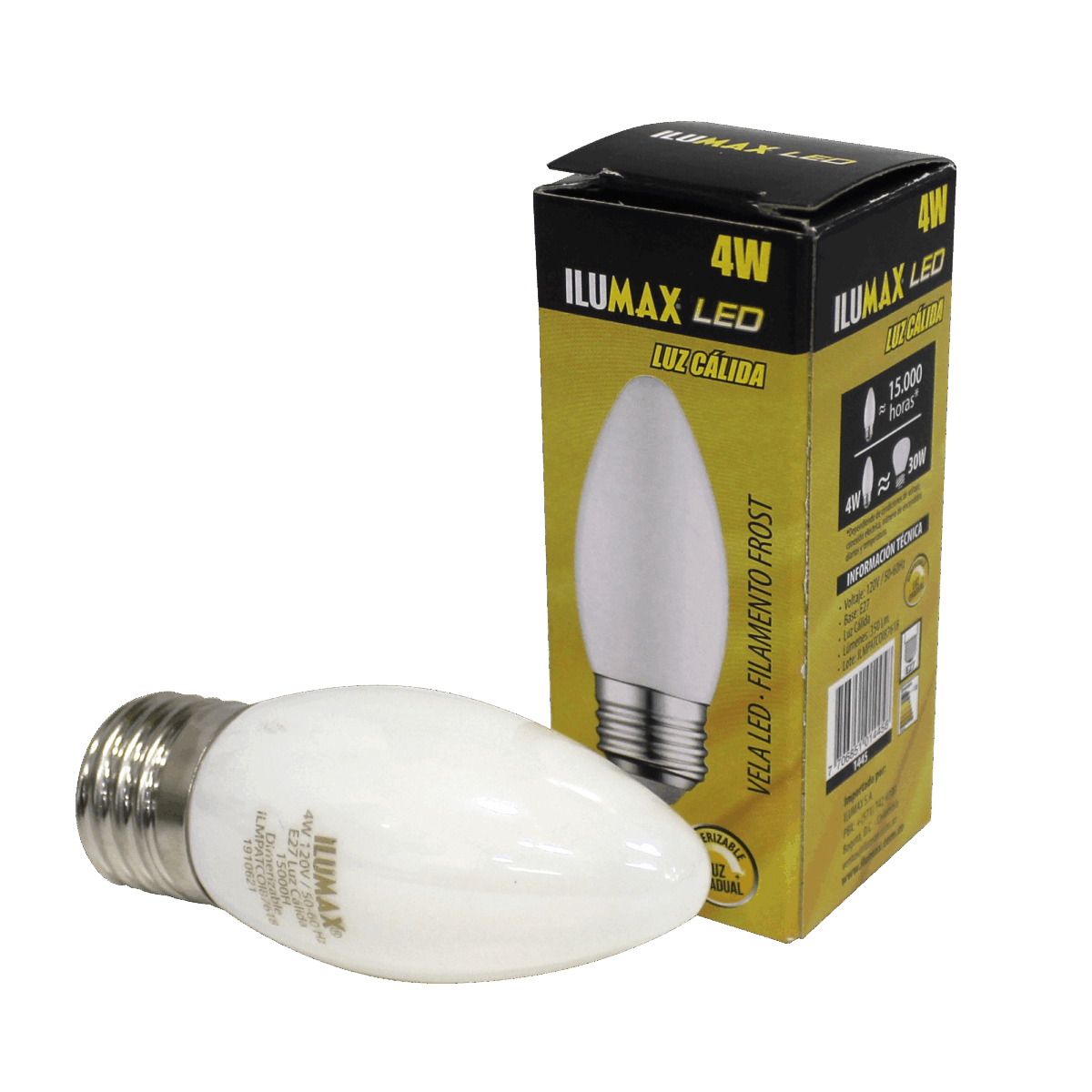 Velita LED 4W Filamento Frost Dimerizable Luz Cálida E27 - ILUMAX