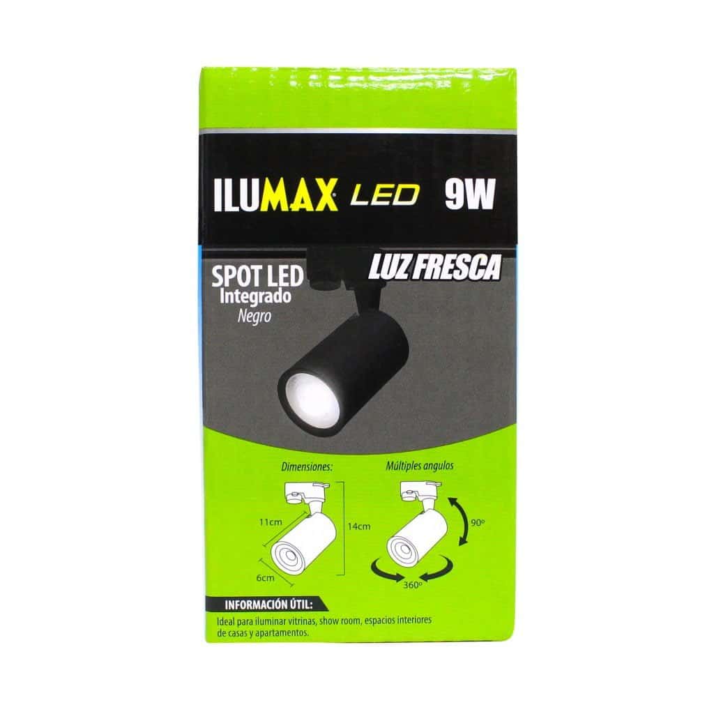 Spot LED 9W Integrado Negro Luz Fresca - ILUMAX