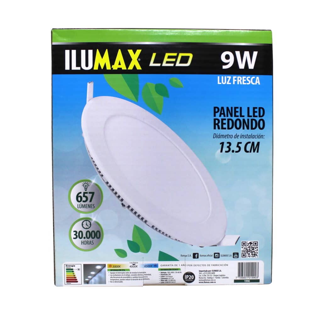 Panel LED 9W Redondo Luz Fresca - ILUMAX