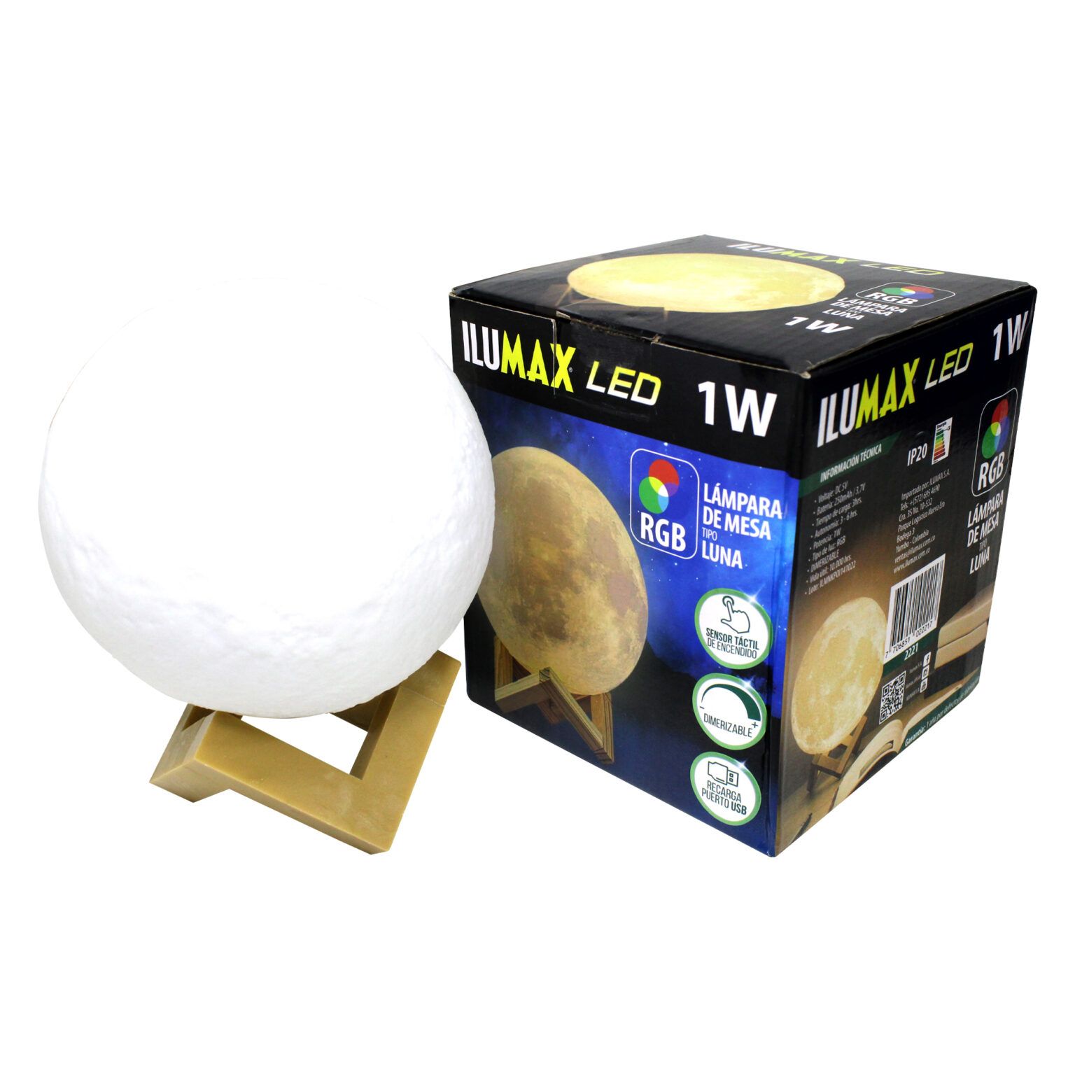 LAMPARA LED RECARGABLE LUNA RGB - ILUMAX